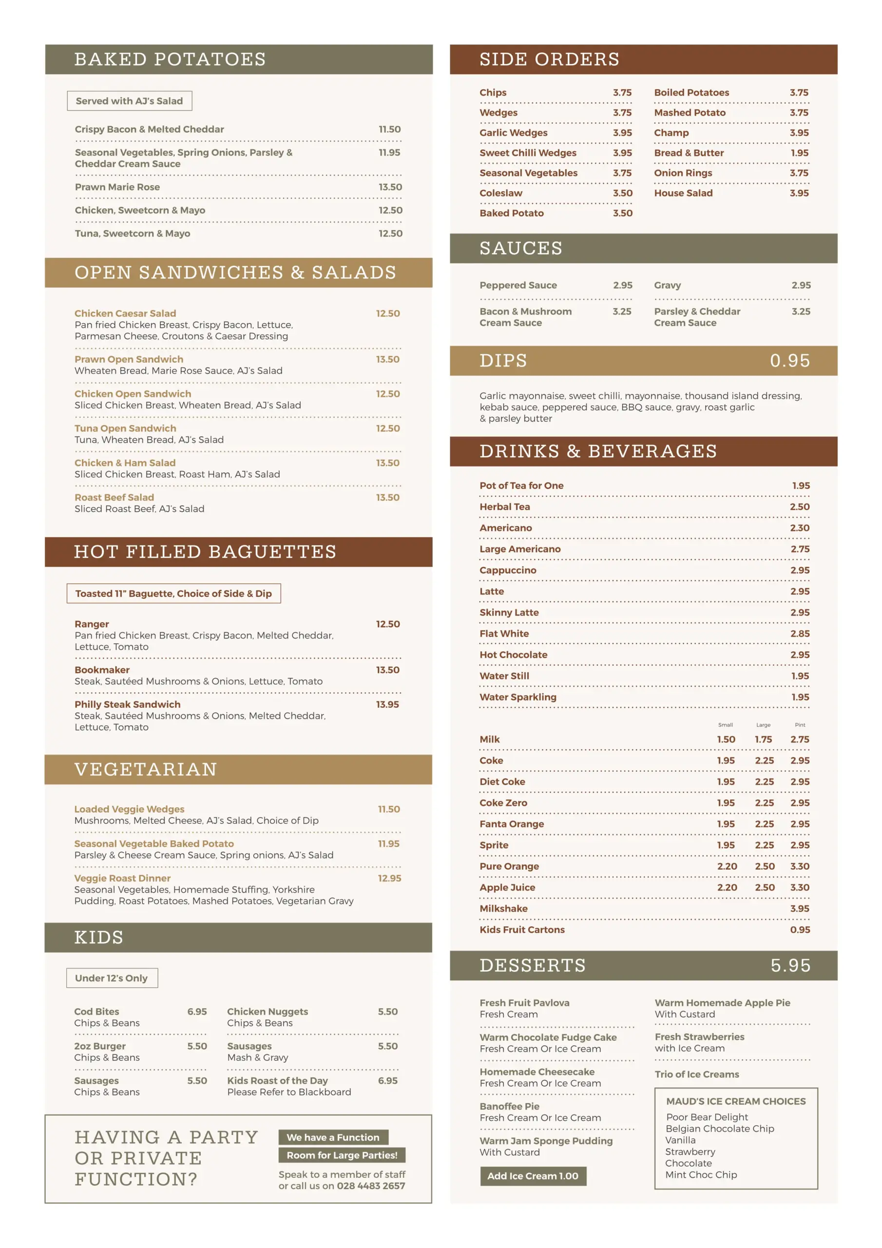 Menu | AJ Bistro