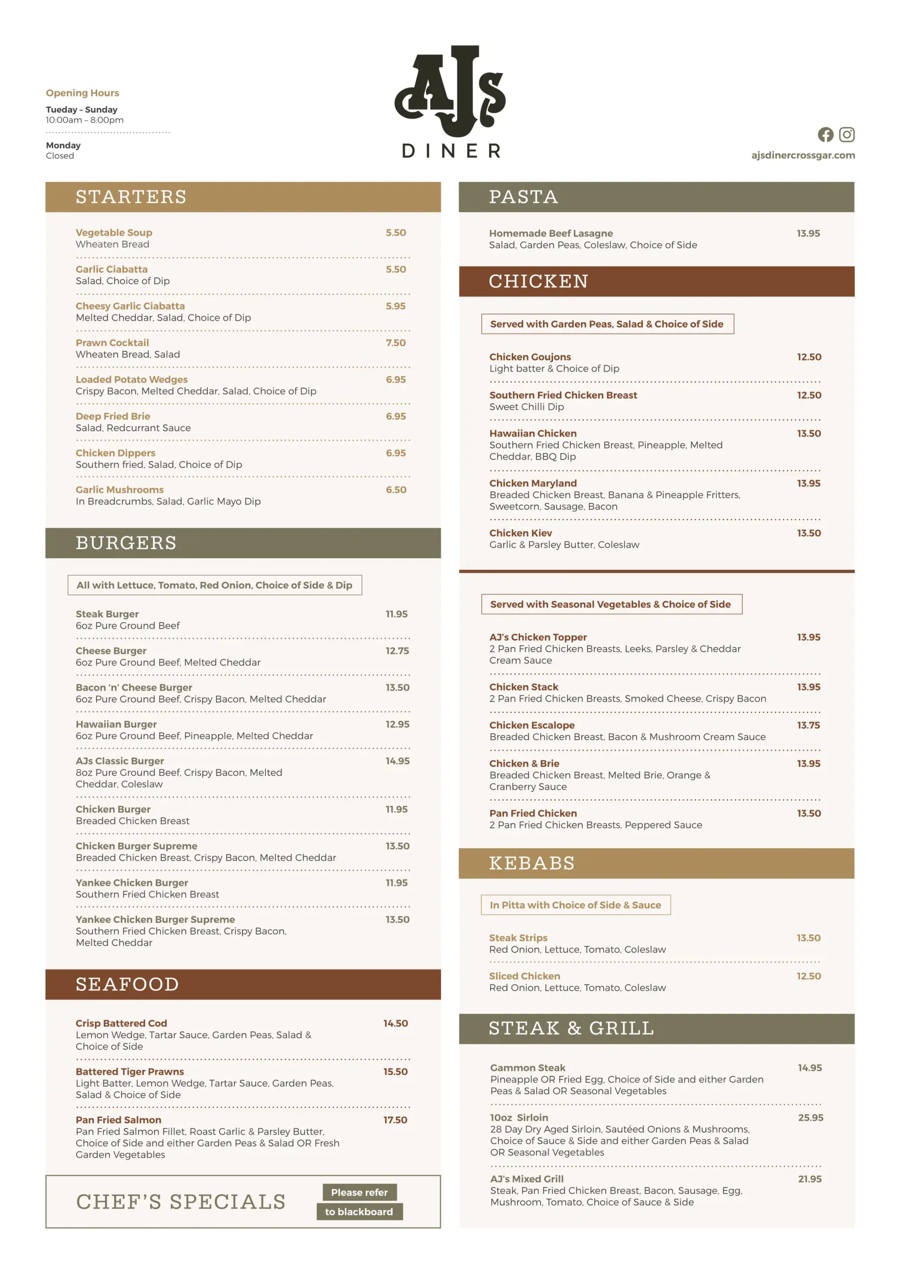 Menu | AJ Bistro
